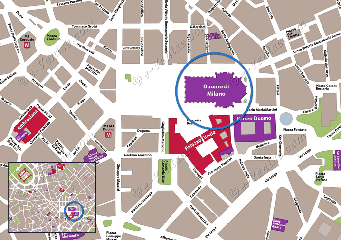 Plan d'Accès et Adresse du Duomo de Milan en Italie